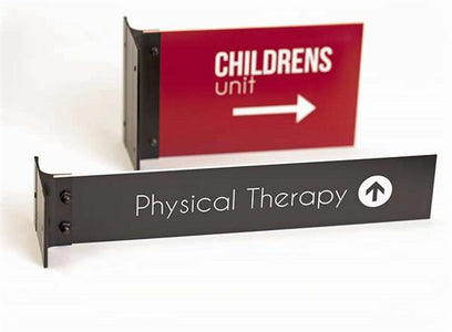 Double Sided Corridor Sign | Laser Engraved Hallway Flag Sign — Medical ...